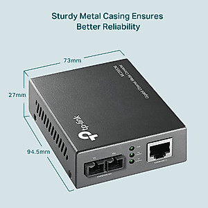 TP-LINK MC200CM Gigabit Media Converter, 1000Mbps RJ45 to 1000M multi-mode SC fiber, up to 550m/1800ft, chassis mountable