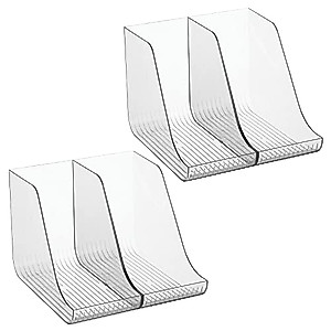 mDesign Plastic Beverage Storage Can/Bottle Dispenser for Kitchen, Fridge, Freezer, Pantry, Organizer for Soda, Pop, Drinks, Beer, Water Bottles; Holder for 24-26 Cans, Ligne Collection, 2 Pack, Clear