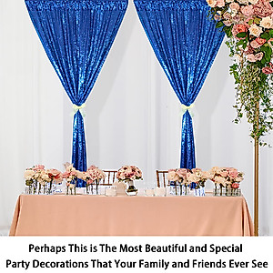ShinyBeauty Royal Blue Sequin Backdrop Curtain 2 Panels 4FTx10FT Glitter Backdrop Set Sequin Backdrop for Baby Shower N0312