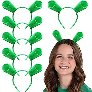 6 Pieces Green Ears Headbands Halloween Head Wrap Hair Accessories Cute Hair Band for Adult Kids Halloween Party Celebration Cosplay Decoration