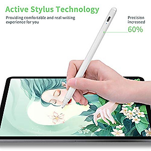 Electronic Stylus for iPad 5th Generation 9.7" 2017 Pencil,Type-C Rechargeable Active Capacitive Pencil Compatible with Apple iPad 5th Gen 9.7-inch Stylus Pens,Good on iPad Drawing Pens,White