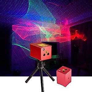 Sharelife Mini Portable RG Hypnotic Aurora Mixed Blue Star Projector Tripod USB Light Built-in 1200MA Rechargeable Battery for Home Party DJ Outdoor Stage Lighting Effect DP-AS100