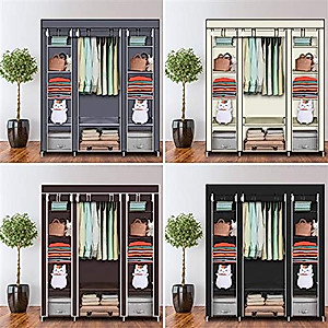 Thxbyebye Portable Clothes Closet, Non-Woven Fabric Wardrobe with Hanging Rods, 9 Storage Shelves, Storage Organizer