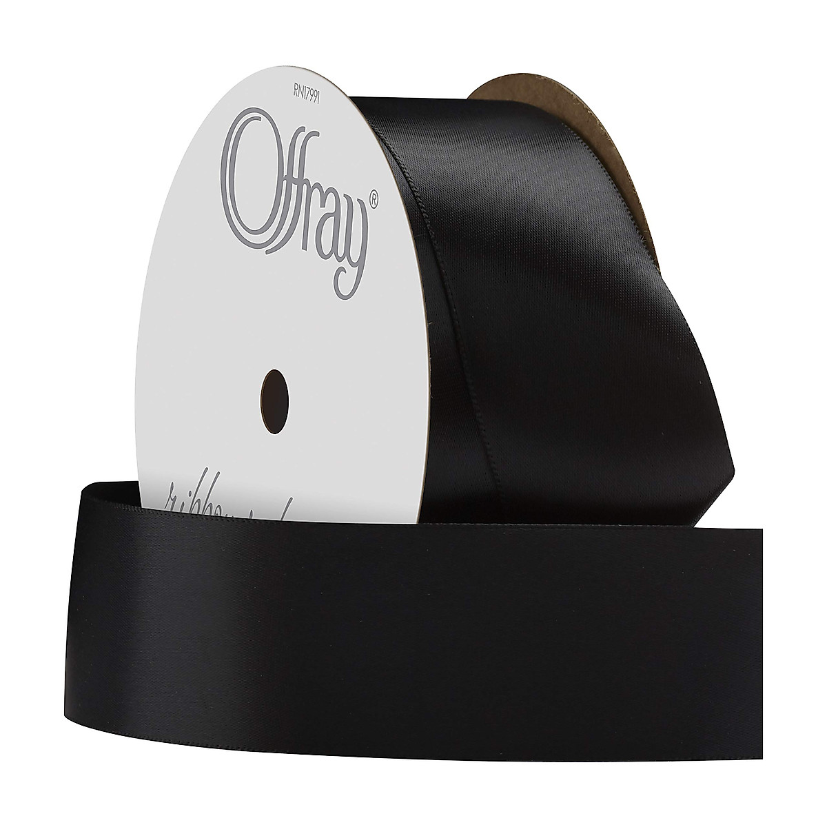 C.R. Gibson 072080 1.5" Wide Single Face Satin Ribbon, Black, 4 Yds