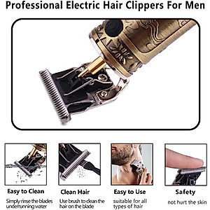 Professional Cordless Hair Trimmer, T-Blade Hair Clippers for Men, Zero Gapped Trimmer Rechargeable Beard Trimmer Edgers Clippers, 1600.0 Ounce