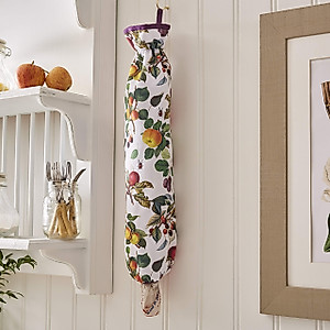 Grocery Plastic Bag Holder Dispenser with Decorative Print on Fabric | Storage Saver Cloth Sacks to Recycle and Reuse Plastic Bags | Set of 2 Hanging Grocery Bag Keeper