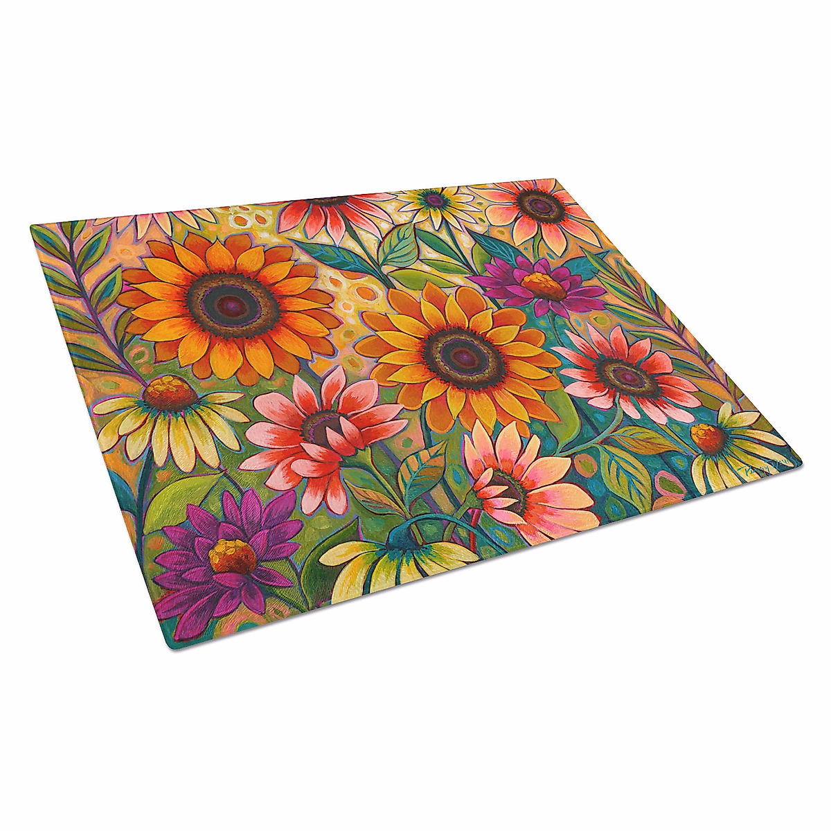 Caroline's Treasures PPD3014LCB Fall Sunflower Surprise Glass Cutting Board Large Decorative Tempered Glass Kitchen Cutting and Serving Board Large Size Chopping Board