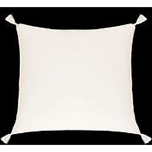 Saffron Floor Cushion Cover - Decorative Square Pillowcase White 32x32 inch (80x80 cm) Cotton with Tassels Removable COVER, Insert not included