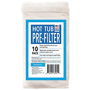 IMPRESA [10 Pack] Pre Filter Hot Tub Socks to Extend The Filter Life - Made in USA - Spa Prefilter & Pool Skimmer Socks for A Cleaner Soak - Ultrafine Mesh Pre Filter Sock - Easy to Install