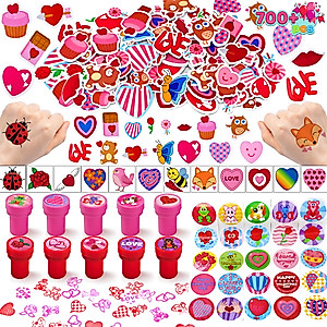 JOYIN 700+ Pcs Valentines Day Party Favor Supplies Craft Set, Foam Stickers for Kid, Tattoos, Stampers & Stickers for Decorations, Photo Props, School Classroom Holiday Exchange Game Prizes, Art Craft