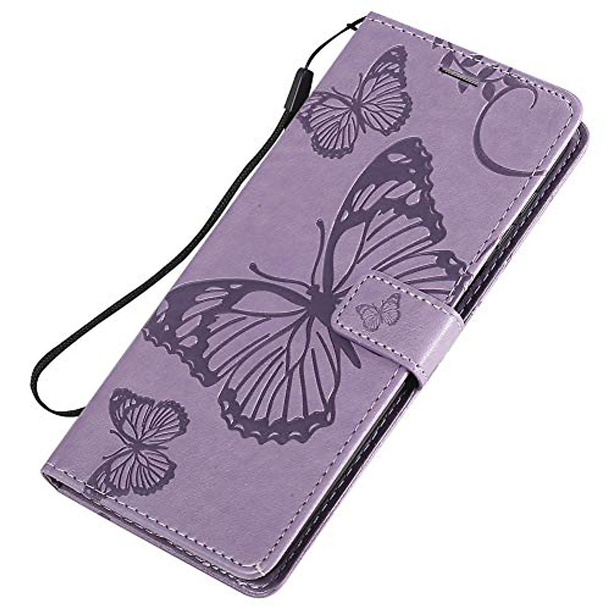 OOPKINS Flip Case for Redmi Note 9S Elegant Embossed Card Slots Bookstyle Wallet PU Leather Magnetic Closure Kickstand Shockproof Cover Skin for Xiaomi Redmi Note 9 Pro Big Butterfly Purple KT