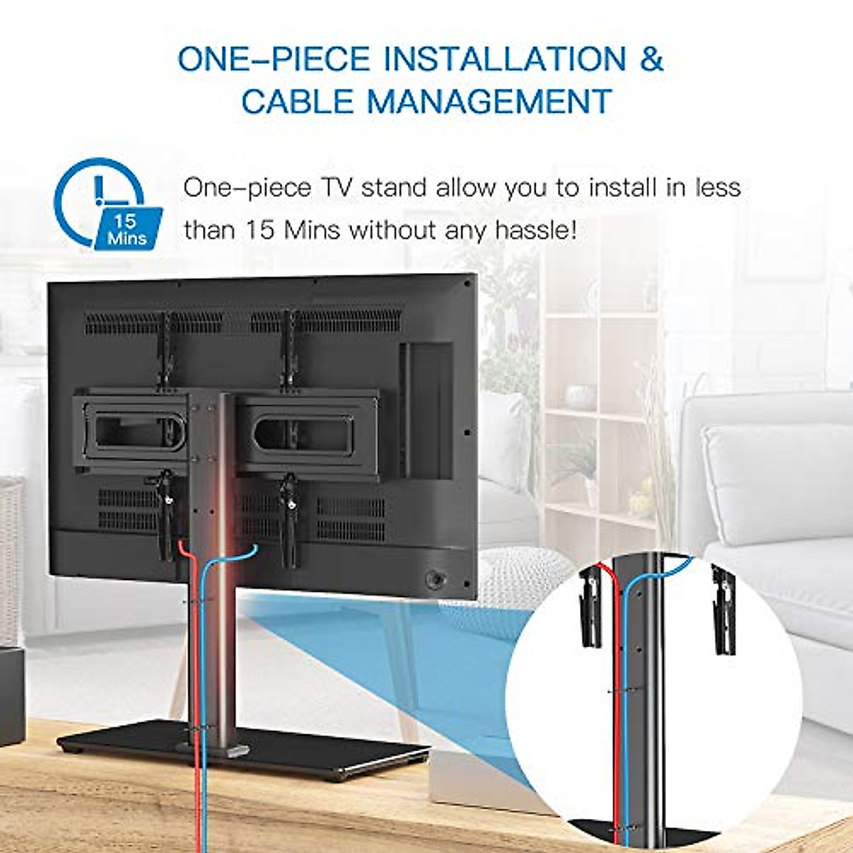 PERLESMITH Universal TV Stand Table Top TV Base for 37-75 inch LCD LED OLED 4K Flat Screen TVs-Height Adjustable TV Mount Stand with Tempered Glass Base, VESA 600x400mm, Holds up to 99lbs PSTVS11