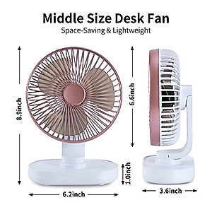 fandicle Battery Operated Fan Portable, 4 Speed 4000 mAh 8.9 Inch USB Powered Fan, Adjustable Angle Tabletop Fan with Upgraded Strong Airflow Quiet Small Desk Fan for Travel, Camping, Office, Car