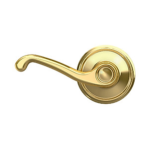 Schlage F10 FLA 605 Flair Door Lever, Hall & Closet Passage Lock, Bright Brass