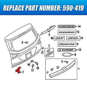 Rear Park Assist Backup Camera Compatible with 2014-2016 Ford Escape Replace 590-419 EJ5Z19G490A