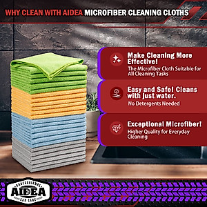 AIDEA Microfiber Cleaning Cloth for Car-24PK, Premium Car Microfiber Towels, Soft & Absorbent Cleaning Cloth, Wash Cloth for House, Kitchen, Car (12in.x16in)