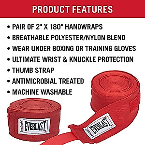 Everlast Professional Hand Wraps, 180-Inch, Red