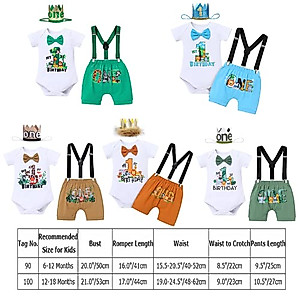 Wild One Birthday Decorations Supplies, Jungle Theme First Birthday Decoration, Newborn Baby Cotton Bodysuit One Pants Clothes Set for 1st Birthday Boy Safari Party Supplies Blue 12-18 Months