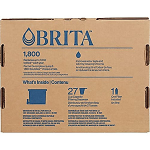 Brita XL Water Filter Dispenser for Tap and Drinking Water with 1 Standard Filter, Lasts 2 Months, 27-Cup Capacity, BPA Free, Black
