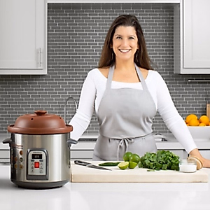 Vitaclay Smart Organic Clay Multi Crocks Stock Pot - Toxin Free Clay Electric Pot for Cooking Bone Broth, Large Slow Cooker, Yogurt Maker, Stew Pot with Natural Earthen Clay Crock, 6 quart / 5.7 liter