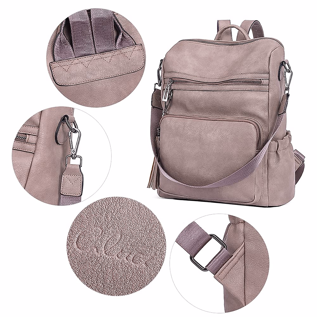 CLUCI Backpack Purse for Women Fashion Leather Crossbody Bags Purses for Women, Leather Messenger Tassel Bag