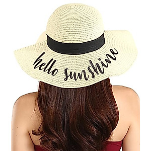 Brook + Bay Embroidered Summer Hats for Bachelorette Party - Floppy Sun Hats for Bridal Shower - Women Beach & Vacation Hat Hello Sunshine
