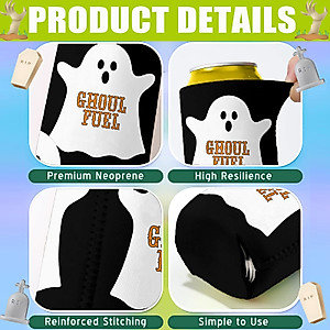 Pop Nordic Halloween Party Can Cooler Sleeves - 6 Pack Halloween Ghost Drink Cooler Decor, Funny Beer Cozy Bulk for Halloween Party Favor Supplies Gathering Gift Ideas