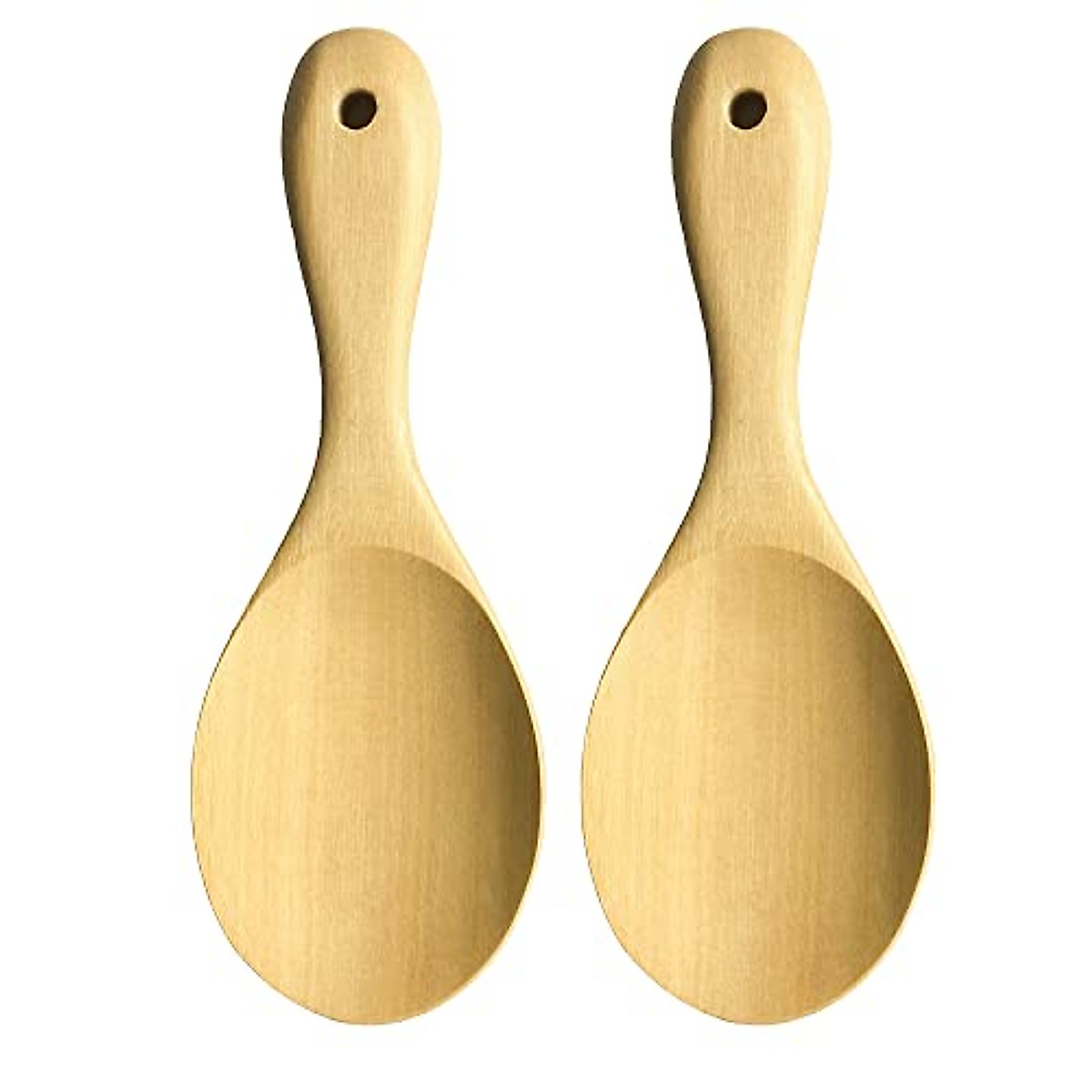 Panwa Traditional Sticky Rice Paddle Wooden Spoon (2 pc Set) Authentic THAI Up-Country Chef Solid One-Piece Natural Wood Serving Ladle, 100% Safe for Non-Stick Cookware