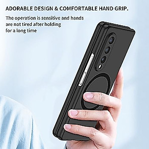 Magnetic Wireless Charging Case for Samsung Galaxy Z Fold 4 3 Matte No Fingerprint Shockproof Bumper Shell for Z Fold4 Fold3,Purple,for Galaxy Z Fold 3