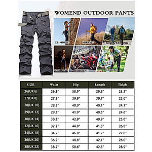 XNMAYA Cargo Pants for Women, Military Army Camo Combat Trousers,Work Camping Hiking Casual Pants with Pockets Grey US 10