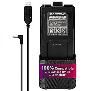 Mirkit Baofeng Accessories Set: Baofeng Battery BL-5L 3800mah with Baofeng USB Charging Cable Compatible with Baofeng UV- 5R MK2 MK3 MK4 MK5 BF-F8HP UV-5RX3 RD-5R UV-5RTP UV-5X3 by Mirkit Radio