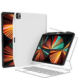 SwitchEasy CoverBuddy 12.9" Case for iPad Pro 2021-2022 with Pencil Holder (5-6 Gen) - Compatible with Magic Keyboard, Smart Keyboard Folio (Keyboard, Stand & Trackpad are Not Included) - White