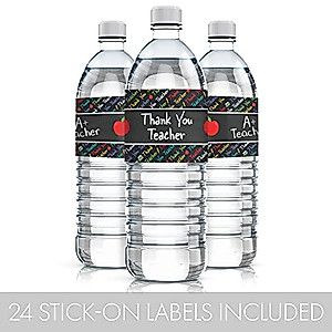 Thank You Teacher Water Bottle Labels - Teacher Appreciation - 24 Stickers