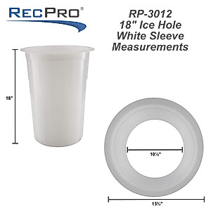 RecPro Ice Fishing Hole Sleeve | 18" Depth | 10-1/2" Inner Diameter | Ice Fishing Gear (White)