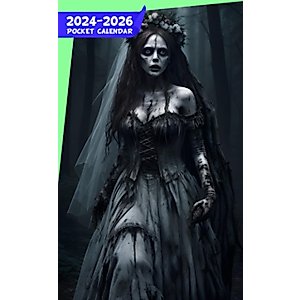 Pocket Calendar 2024 - 2026 With Moon Phase: Three-Year Monthly Planner for Purse , 36 Months from January 2024 to December 2026 | Dead Bride | Dark forest