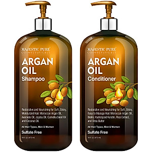 MAJESTIC PURE Argan Oil Shampoo and Conditioner Set | Nourishing & promotes Soft and Silky Hair | Sulfate Free | For All Hair Types, Men and Women - 2 x 16 fl oz