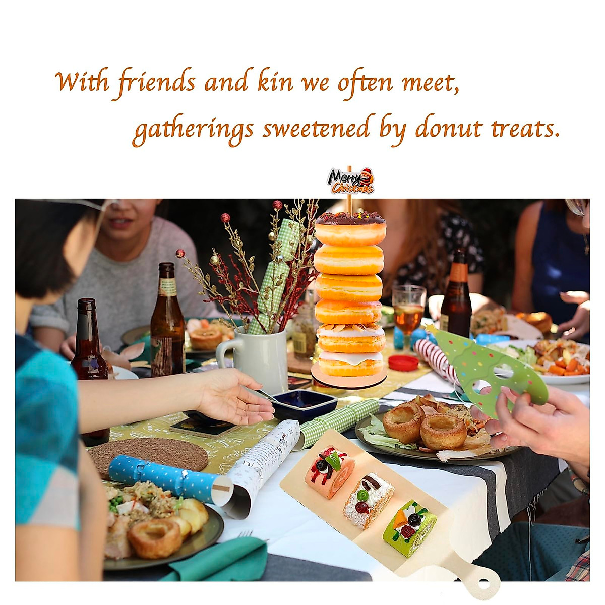 Generic 6 Pack Donut Stand Set Includes 2 Donut Wall 2 Donut Display Stand 2 Donut Board, Doughnut Wall, Decorative Doughnut and Bagel Holder for Birthday, Wedding, Baby Shower, Party, Wood