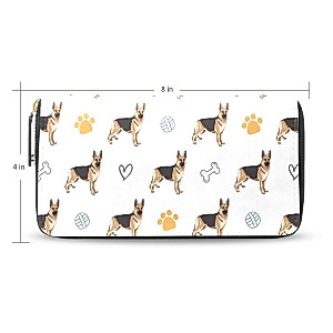 Wallet Long Clutch German Shepherd Dog Zipper Purse PU Leather Card Holder Organizer