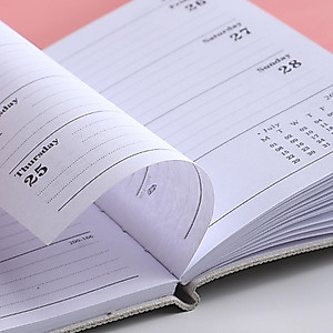 Saterkali 2024 Planner - A7 English Planner A6 Dazzling Color Imitation Leather Hardcover 180 Pages Inkproof Paper Mini Diary Notebook Student Supplies Blue