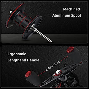 RUNCL Heroism Fishing Baitcasting Reels, 17.64LB Carbon Fiber Baitcasters, 7.3:1 Gear Ratio, 12 Levels Magnet Brake System, 7+1 BB, New Compact Design High-tech Innovation with Fish Bite Alarm System