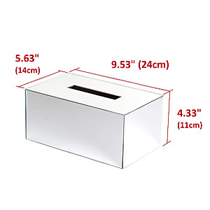 JackCubeDesign Overall Acrylic Mirror Rectangle Tissue Box Holder Case Storage Case Stand Box Napkin Holder Organizer (9.53 x 5.63 x 4.33 inches) - MK219B