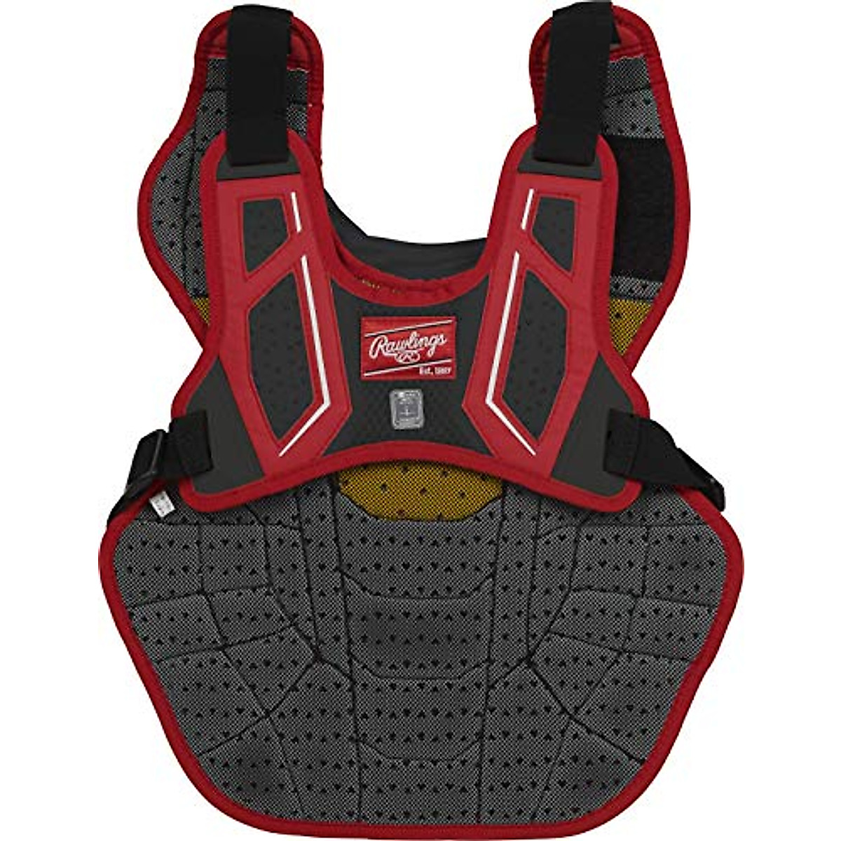 Rawlings | VELO 2.0 Catcher's Chest Protector | Baseball | Intermediate - 15 1/2" | Black/Scarlet
