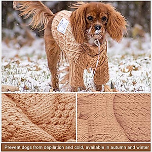 KONUNUS Knitted Small Dog Sweater Warm Dog Jumper Coat Puppy Winter Clothes for Dogs Cats, Khaki