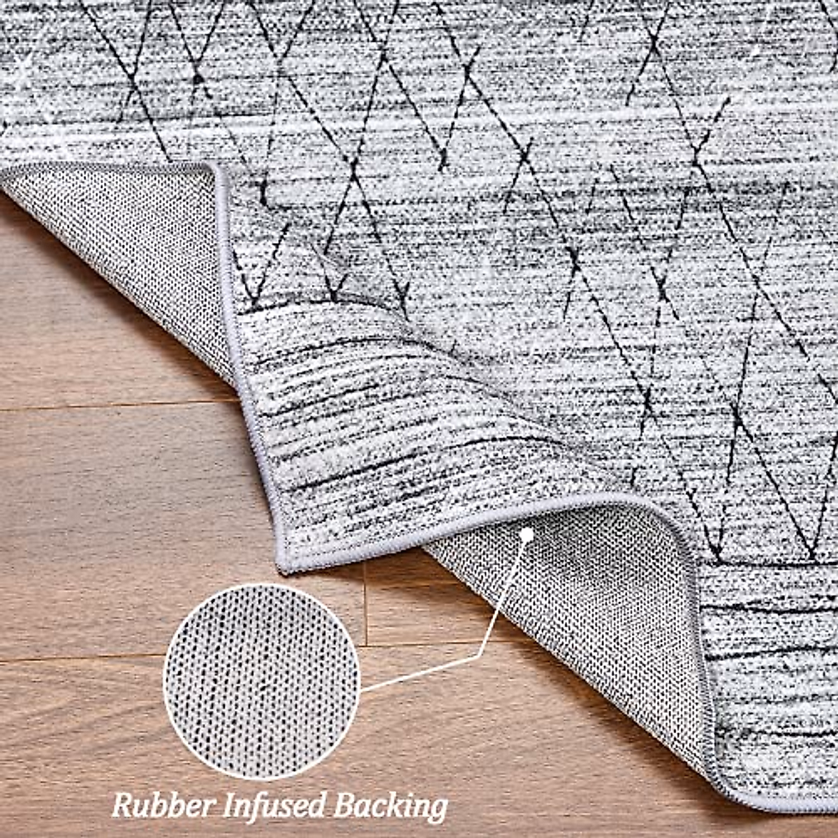 Fashionwu Washable Rug 8x10 Rug Geometric Large Area Rug Boho Disstressed Area Rug for Bedroom Rug for Living Room 8x10 Area Rug Aesthetic Rug Non-Shedding Anti-Slip Rug, Grey