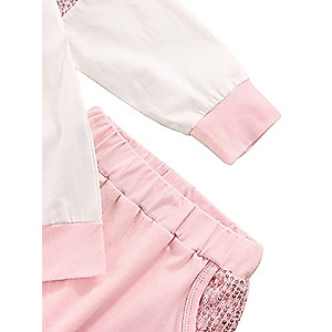 Inevnen Toddler Baby Girl Clothes Love Heart Leopard Sequin Pullover Top and Pants Set 2pcs Fall Winter Outfits (Pink, 5-6 Years)