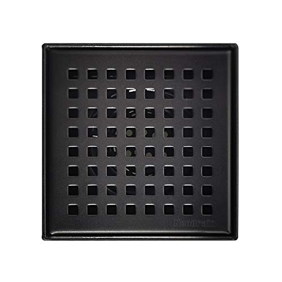Neodrain 4-Inch Square Shower Drain with Removable Quadrato Pattern Grate,Brushed 304 Stainless Steel Square Drain, with Watermark&CUPC Certified, Hair Strainer,Black