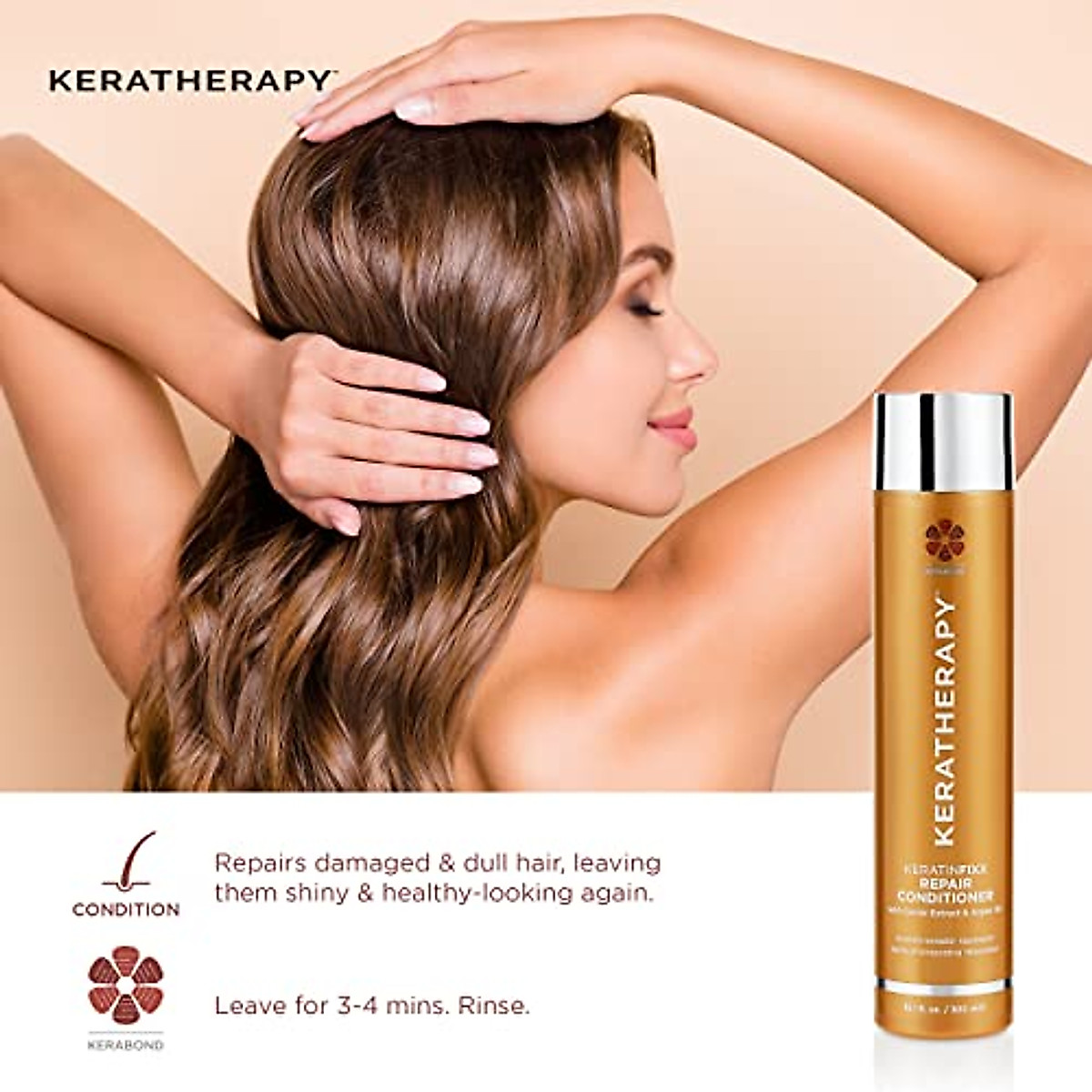 KERATHERAPY Keratin Infused KeratinFIXX Repair Conditioner, 33.8 fl. oz., 1000 ml - Repair Conditioner for Dry, Damaged or Frizzy Hair with Caviar Extract, Argan Oil & Kerabond to Repair Breakage