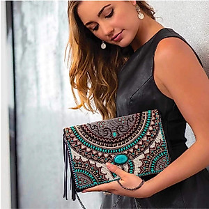 Mary Frances Accessories – Crossbody Handbag – Earth and Sky Beaded Leather Crossbody Purse for Women