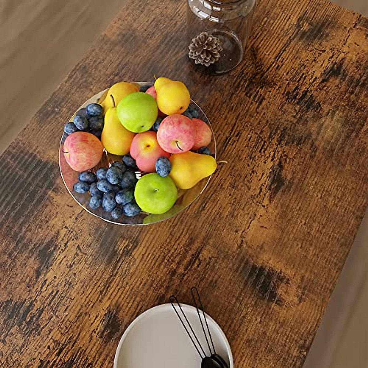 AWQM 3 Piece Dining Table Set, Small Kitchen Table and 2 Stools, Kitchen Breakfast Dining Table Set, Breakfast Table of 35.43 x 23.62 x 29.92 inches, Stools of 13.8 x 13.8 x 17.8 inches, Rustic Brown