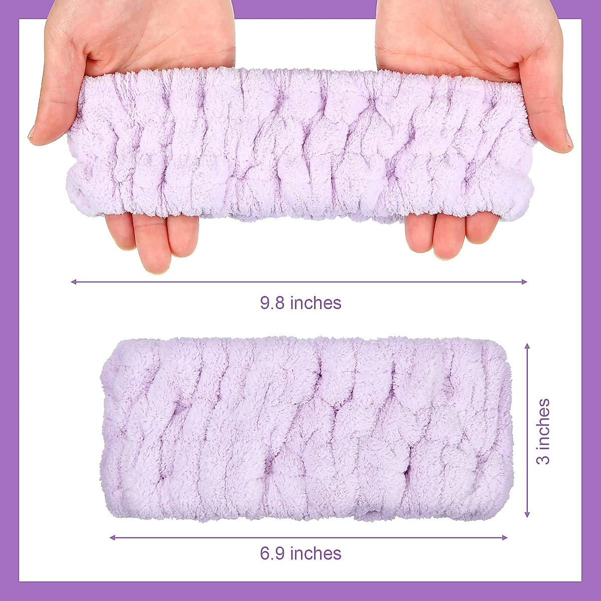 Chuangdi 3 x Face Wash Bands for Makeup and Yoga Sports Shower Face Spa Headband Elastic Headband for Girls and Women (Light Orange, Light Purple, Light Green)